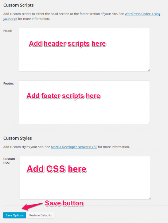 Custom Scripts and Styles - Slocum Themes