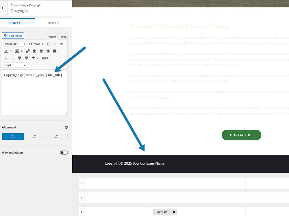 Remove Copyright From The Footer Of A WordPress Website Slocum Themes